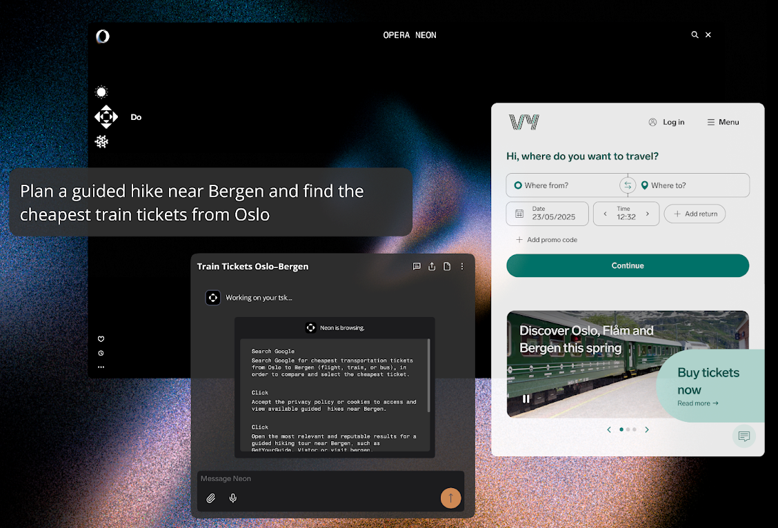 Opera推出代理式AI瀏覽器Neon 可幫用戶寫報告、打Game | iThome